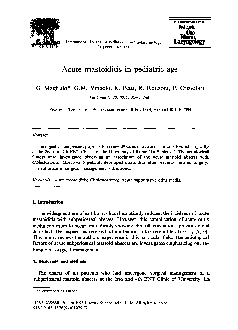 (PDF) Acute mastoiditis in pediatric age