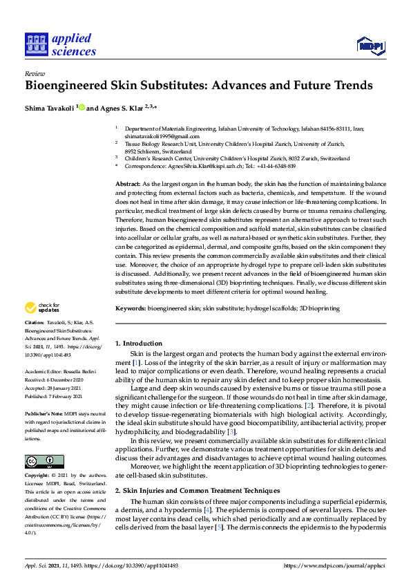 (PDF) Bioengineered Skin Substitutes: Advances and Future Trends ...