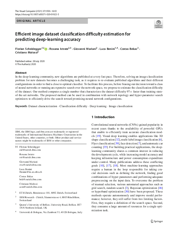 Pdf Efficient Image Dataset Classification Difficulty Estimation For