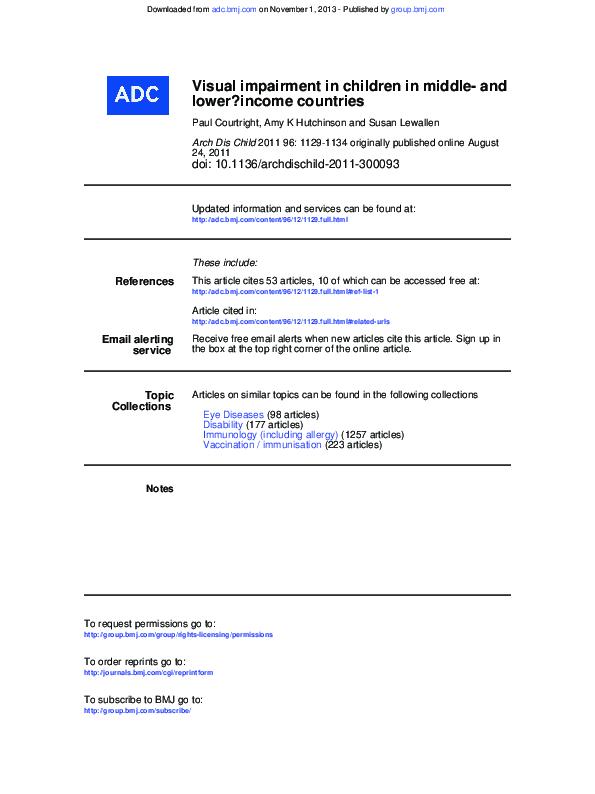 (PDF) Visual impairment in children in middle- and lower-income countries