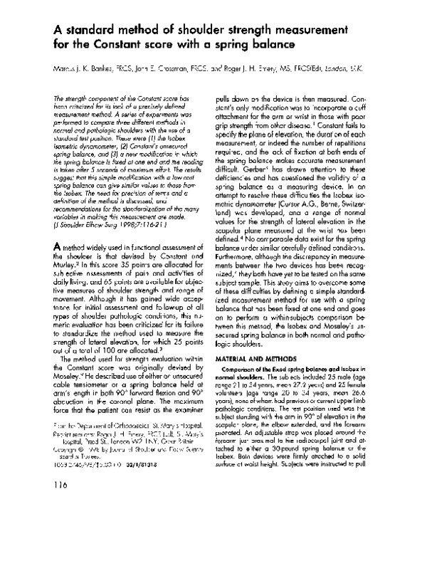 (PDF) A standard method of shoulder strength measurement for the ...