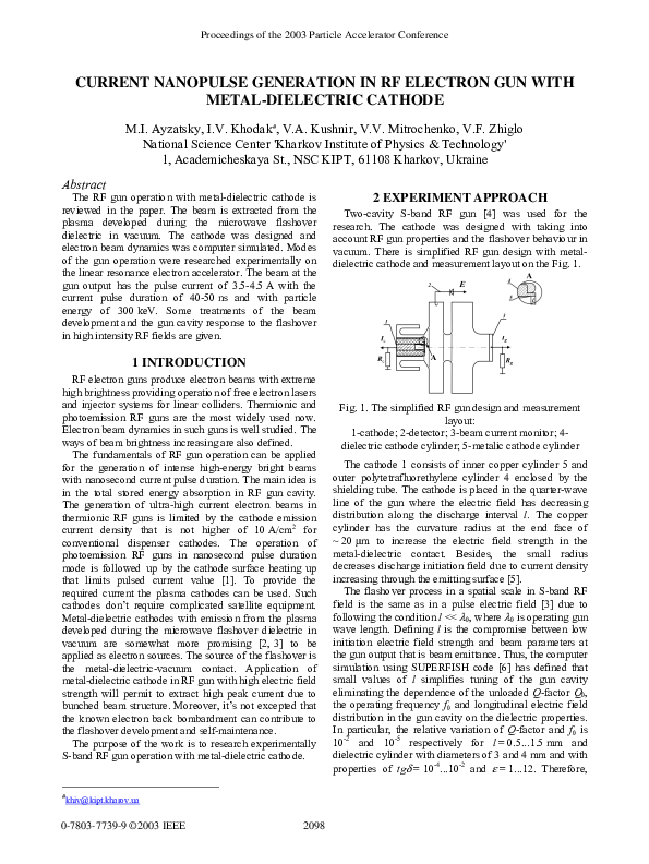 (PDF) Current nanopulse generation in RF electron gun with metal ...