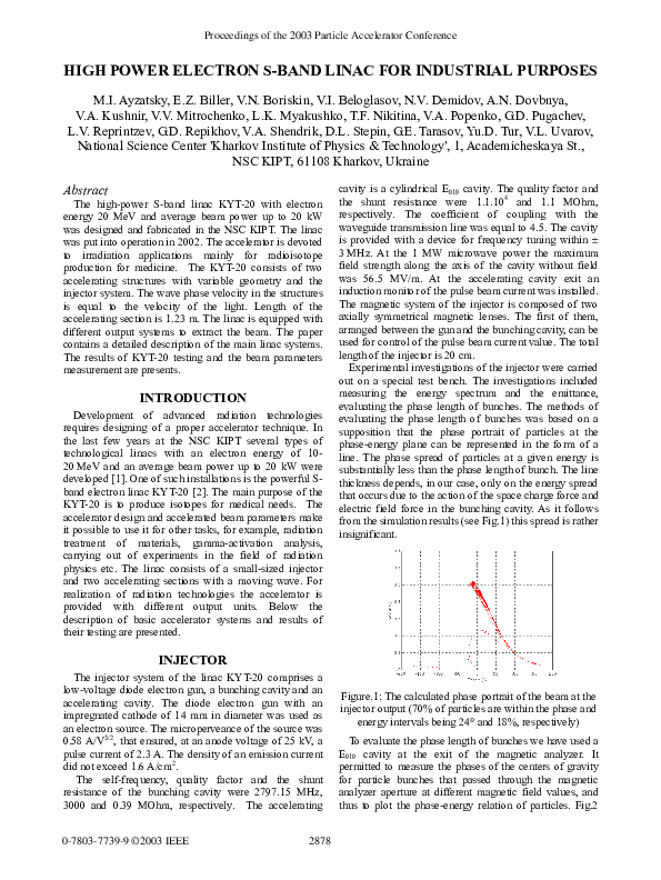 (PDF) High power electron S-band Linac for industrial purposes