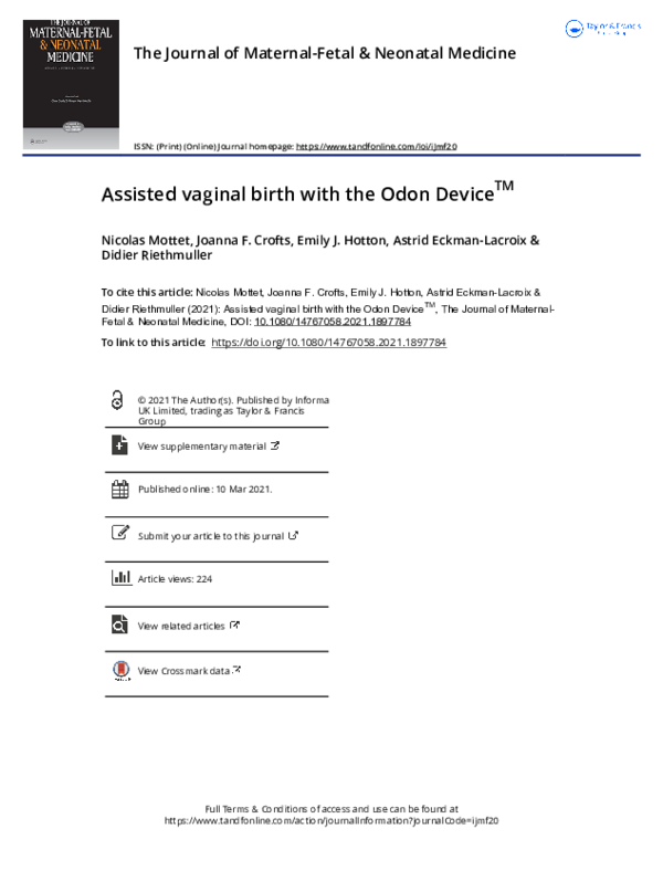 (PDF) Assisted vaginal birth with the Odon DeviceTM