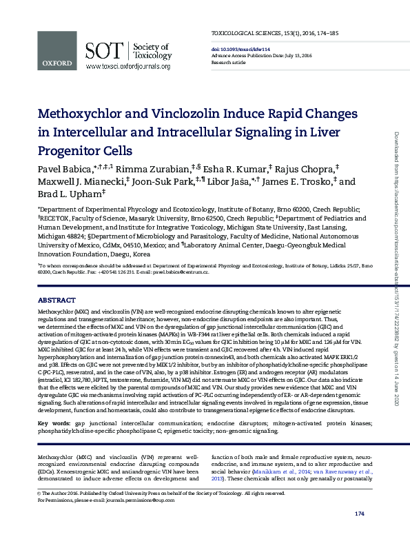 (PDF) Methoxychlor and Vinclozolin Induce Rapid Changes in ...