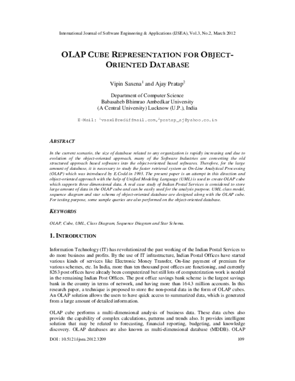 Pdf Olap Cube Representation For Objectoriented Database