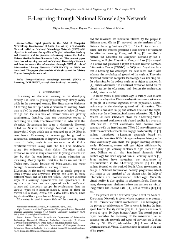 (PDF) E-Learning through National Knowledge Network