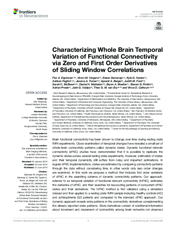 (PDF) Characterizing Whole Brain Temporal Variation of Functional Connectivity via Zero and ...