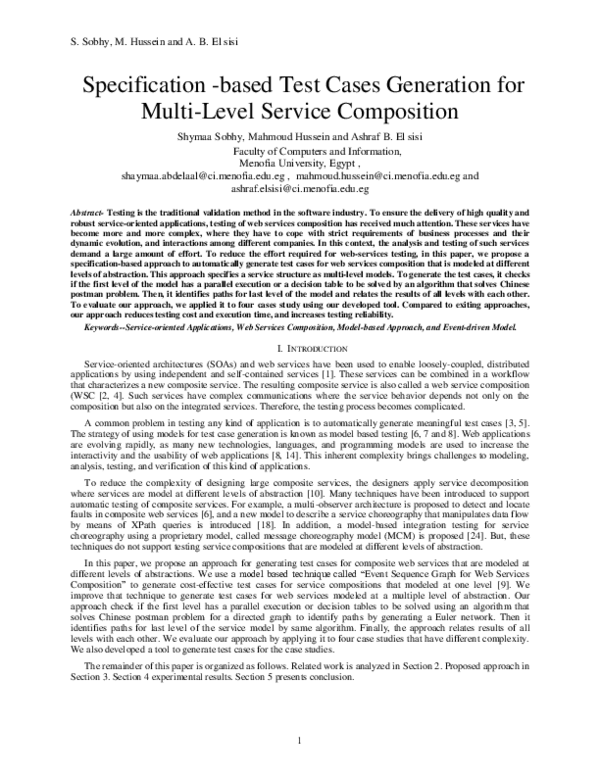 (PDF) Specification-based Test Cases Generation for Multi-Level Service ...