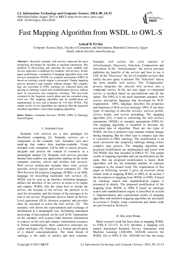 Pdf Fast Mapping Algorithm From Wsdl To Owl S
