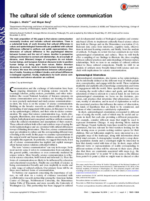 (PDF) The cultural side of science communication