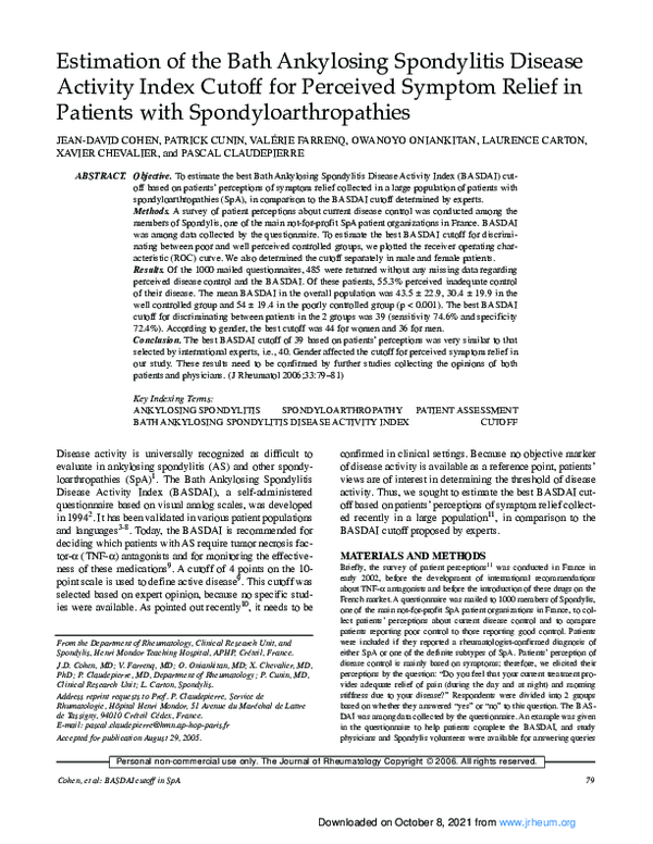 (PDF) Estimation of the Bath Ankylosing Spondylitis Disease Activity ...