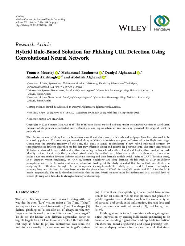 Pdf Hybrid Rule Based Solution For Phishing Url Detection Using