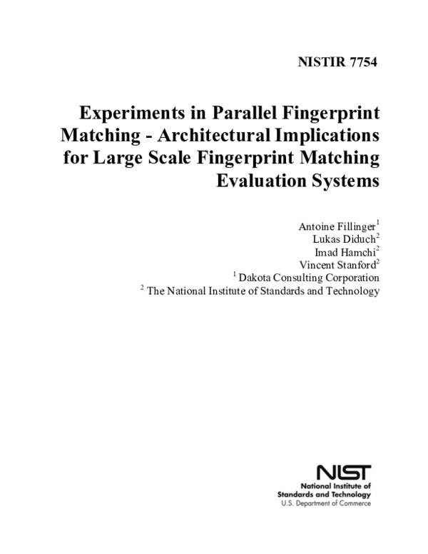 (PDF) Experiments in parallel fingerprint matching - architectural implications for large scale ...
