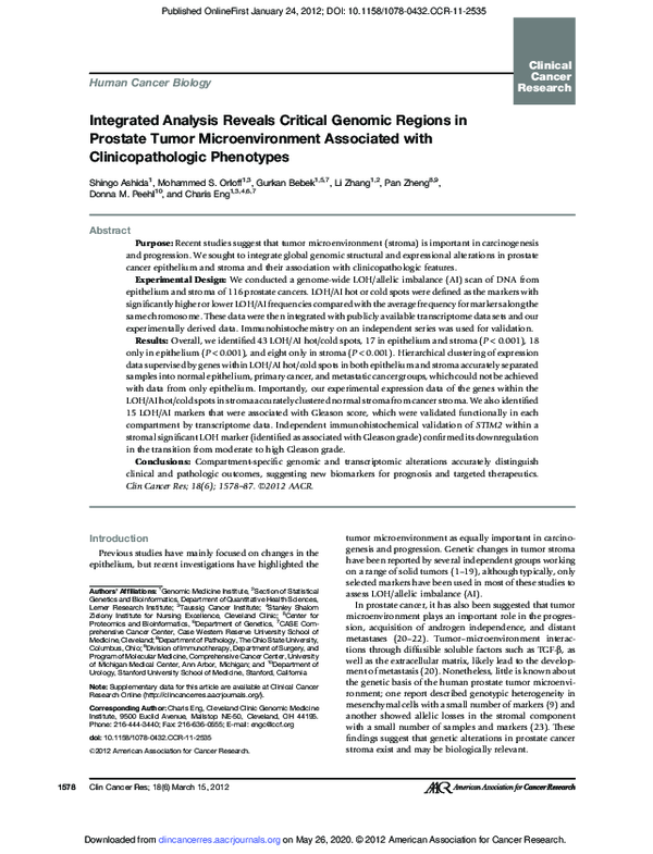 (PDF) Integrated Analysis Reveals Critical Genomic Regions in Prostate ...