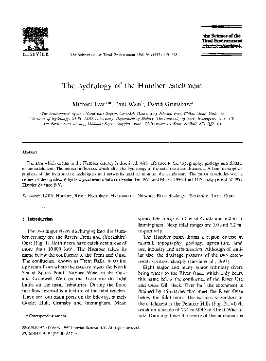 (PDF) The hydrology of the Humber catchment