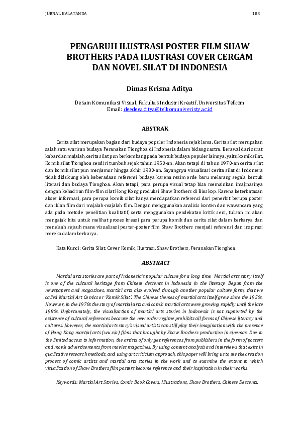 (PDF) Pengaruh Ilustrasi Poster Film Shaw Brothers Pada Ilustrasi Cover ...