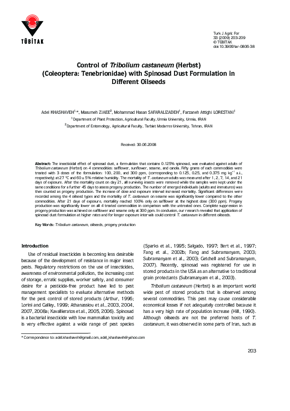 (PDF) Control of Tribolium castaneum (Herbst)(Coleoptera: Tenebrionidae ...