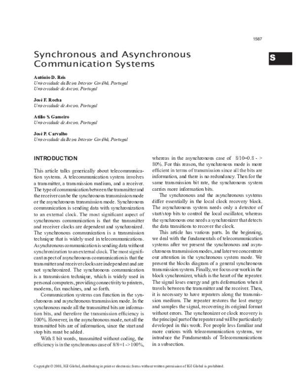 (PDF) Synchronous and Asynchronous Communication Systems