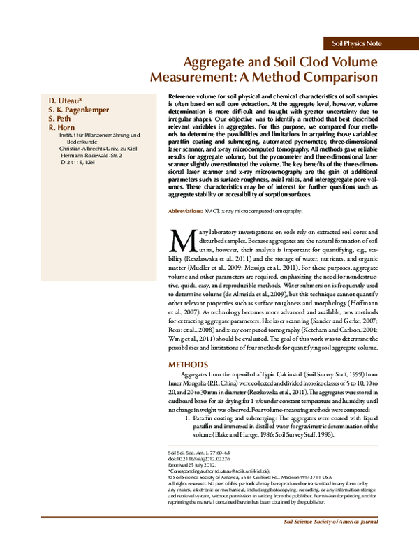 (PDF) Aggregate and Soil Clod Volume Measurement: A Method Comparison ...