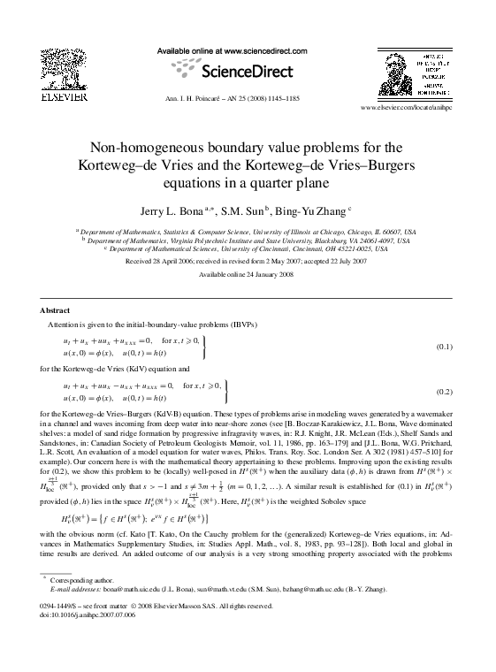 (PDF) Non-homogeneous boundary value problems for the Korteweg–de Vries and the Korteweg–de ...