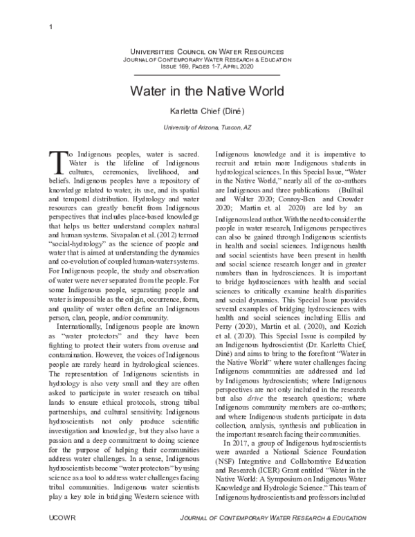 (PDF) Water in the Native World