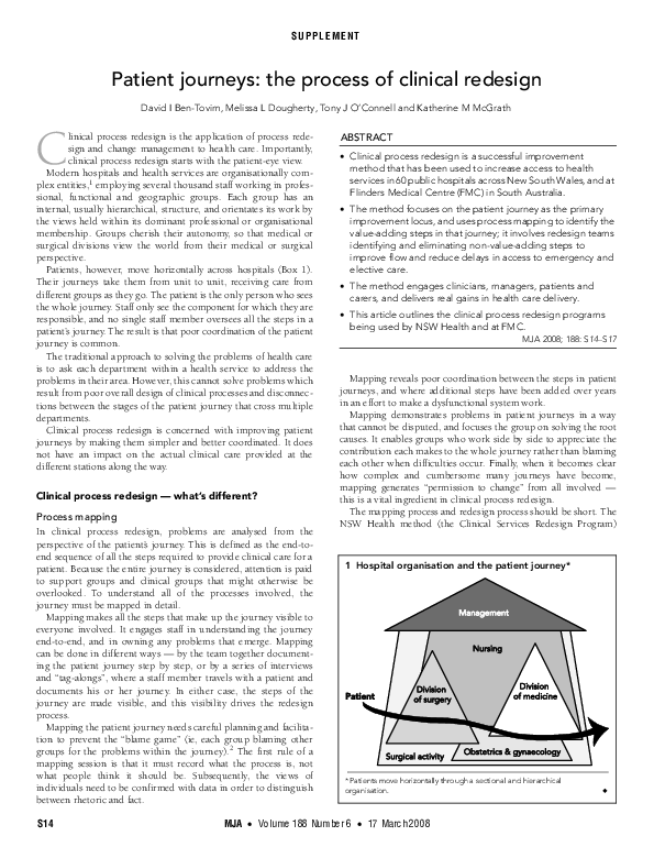 (PDF) Patient journeys: the process of clinical redesign