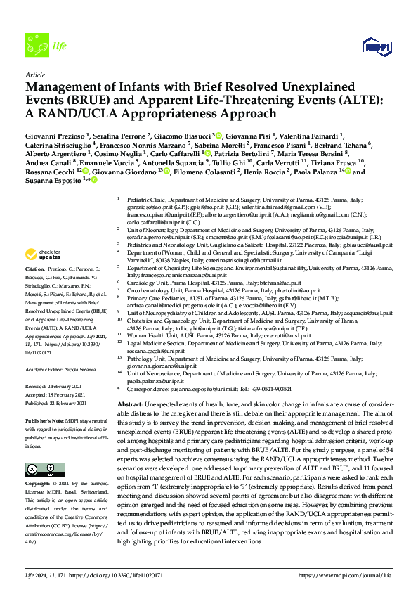 (PDF) Management of Infants with Brief Resolved Unexplained Events ...