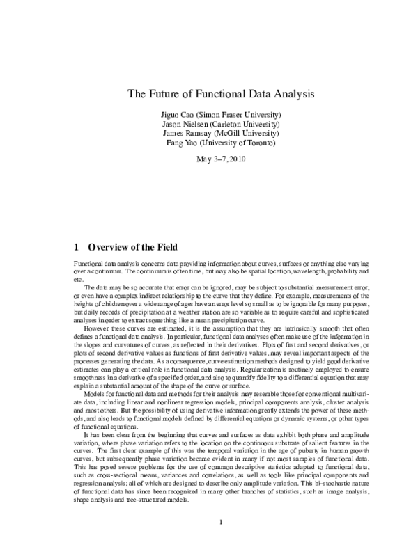 (PDF) The Future of Functional Data Analysis