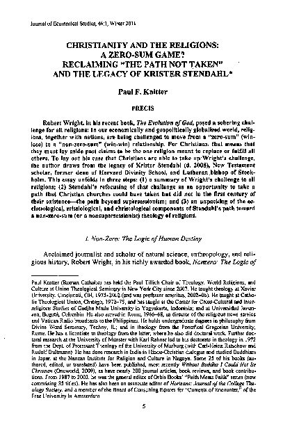 (PDF) Christianity and the Religions: A Zero-Sum Game? Reclaiming the ...