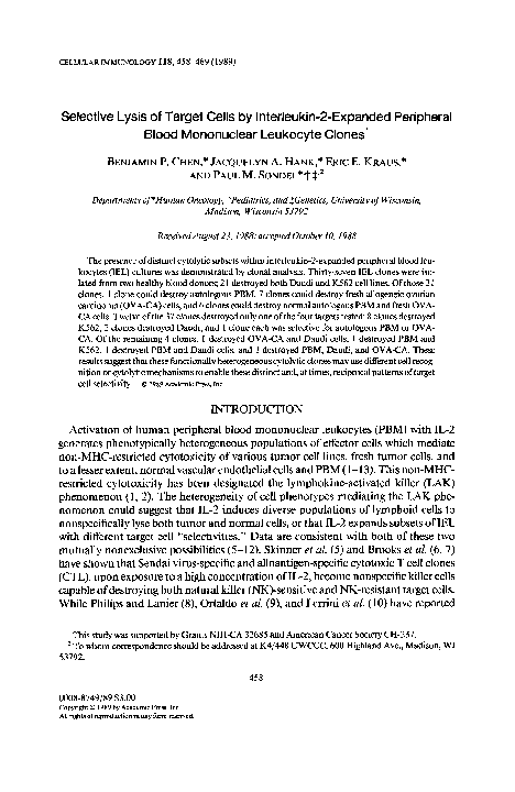 (PDF) Selective lysis of target cells by interleukin-2-expanded ...