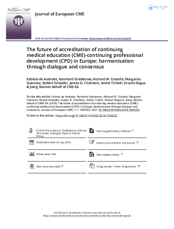 (PDF) Harmonizing CME-CPD Accreditation in Europe