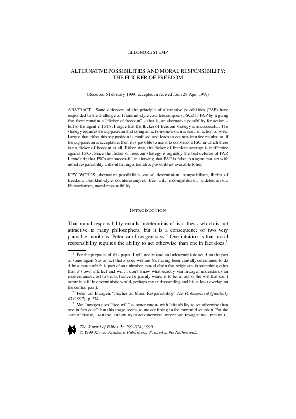 (PDF) Alternative possibilities and moral responsibility: The flicker ...