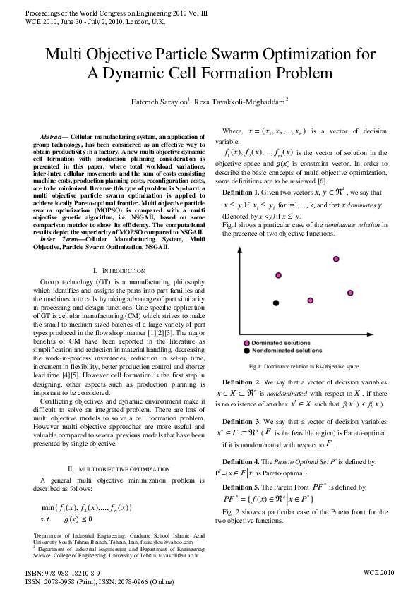 Pdf Multi Objective Particle Swarm Optimization For Sequencing And Scheduling A Cellular