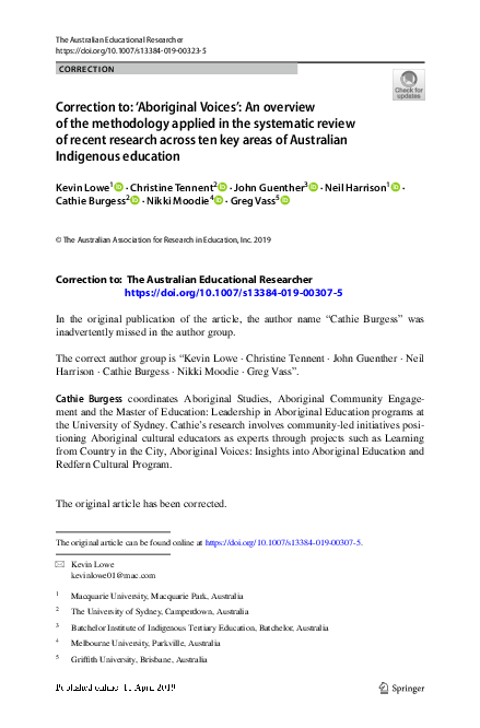 (PDF) Correction to: ‘Aboriginal Voices’: An overview of the ...