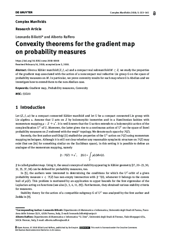 (PDF) Convexity theorems for the gradient map on probability measures