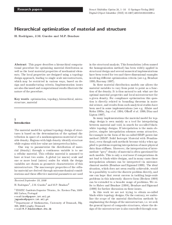 (PDF) Hierarchical optimization of material and structure