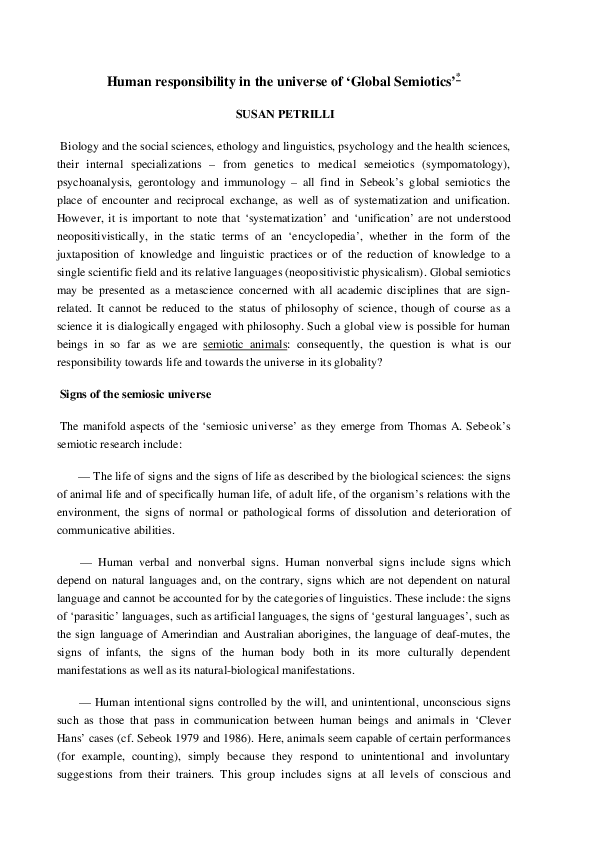(PDF) Human responsibility in the universe of global semiotics