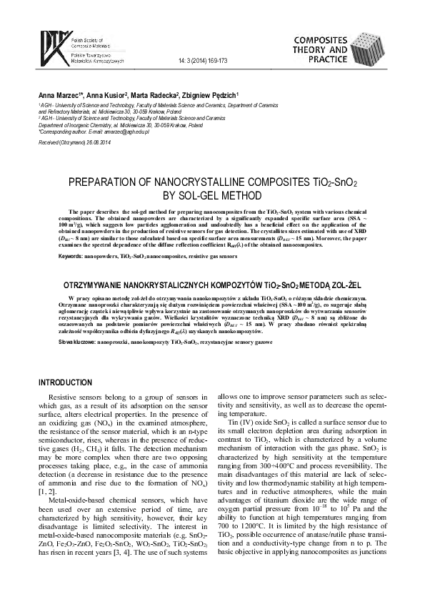 (PDF) Preparation of nanocrystalline composites TiO2/SnO2 by sol-gel method