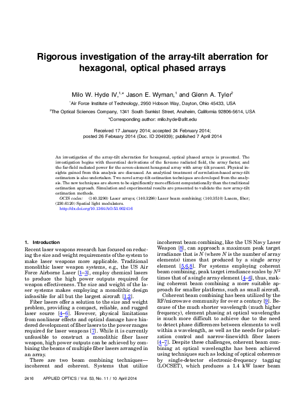(PDF) Rigorous investigation of the array-tilt aberration for hexagonal ...