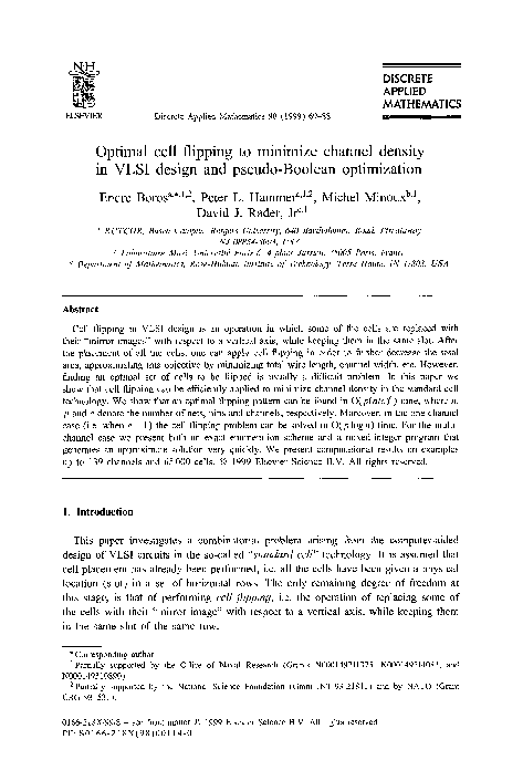 (PDF) Optimal cell flipping to minimize channel density in VLSI design and pseudo-Boolean ...