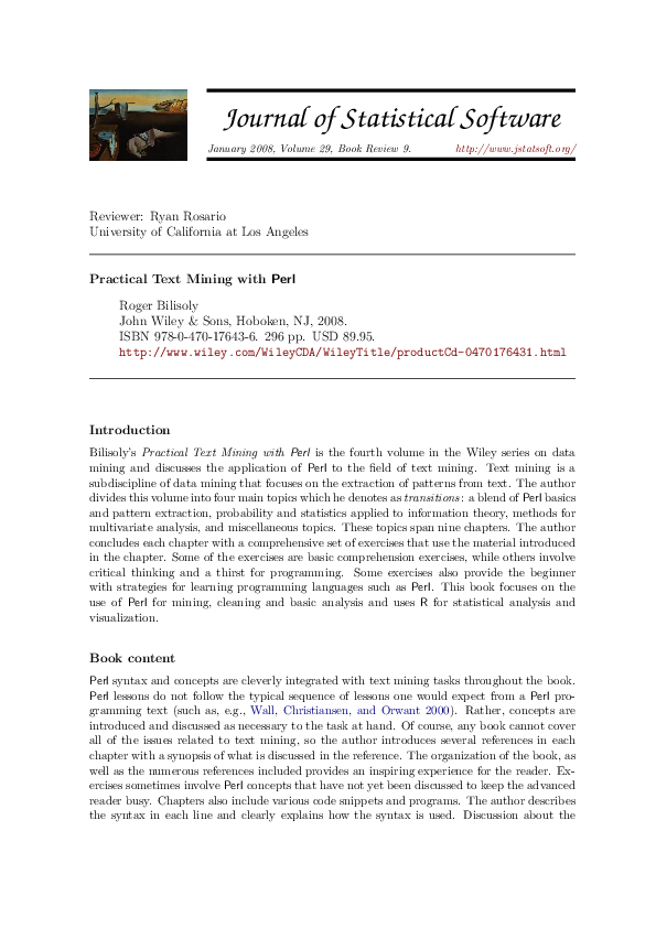 (PDF) Practical Text Mining with Perl