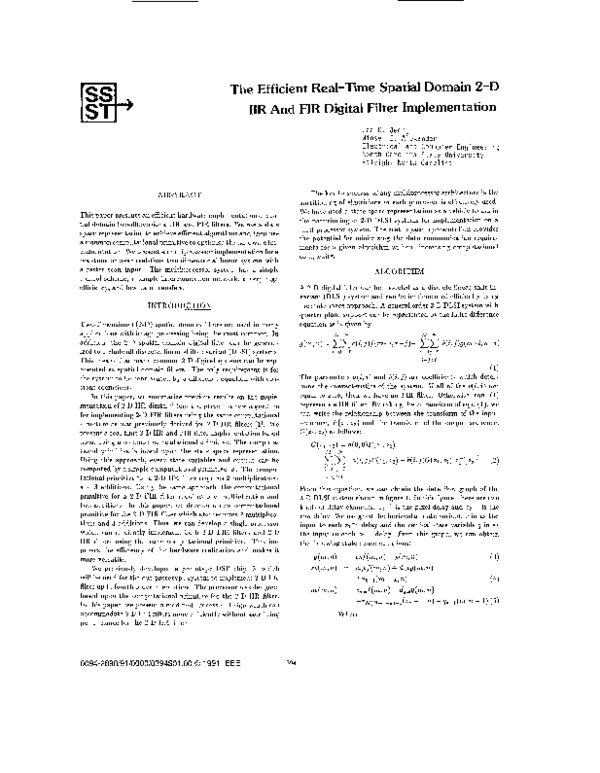 (PDF) The efficient real-time spatial domain 2-D IIR and FIR digital filter implementation