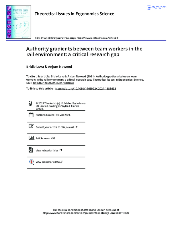 (PDF) Authority gradients between team workers in the rail environment ...