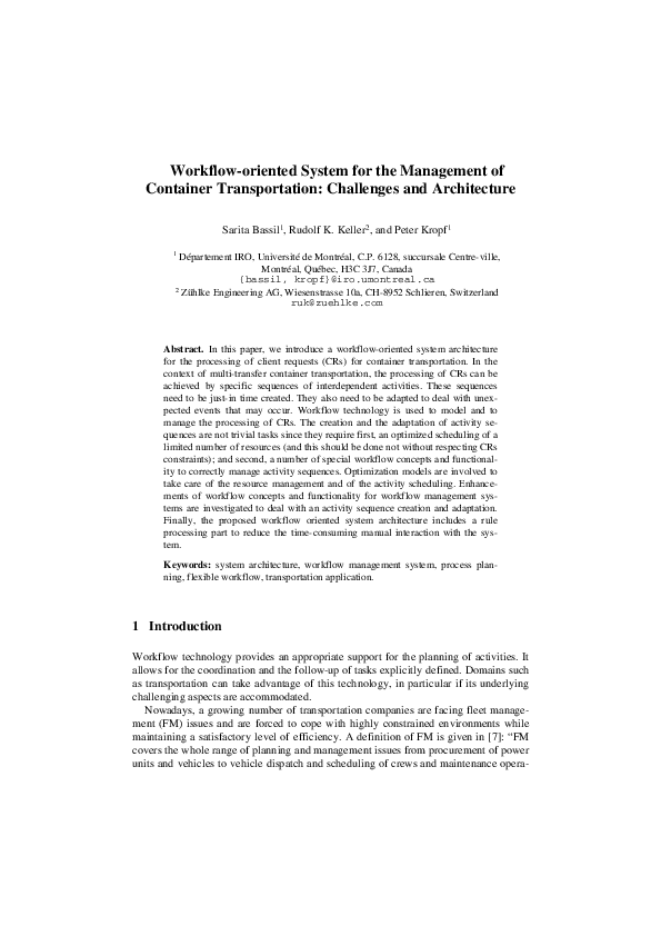 Pdf Workflow Oriented System For The Management Of Container