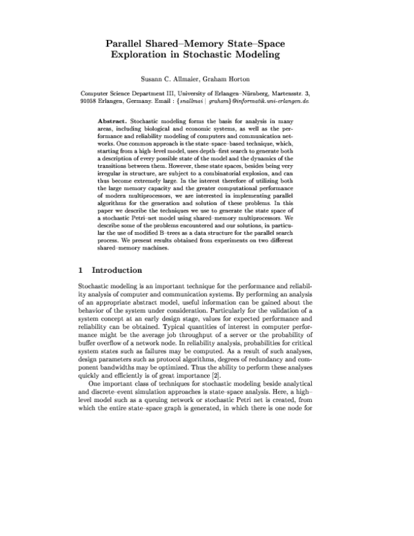 (PDF) Parallel shared-memory state-space exploration in stochastic modeling | Graham Horton ...