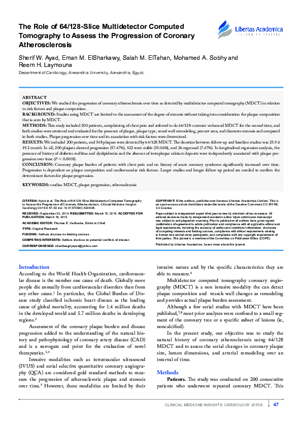 (PDF) The Role of 64/128-Slice Multidetector Computed Tomography to ...