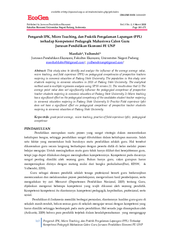 (PDF) Pengaruh IPK, Micro Teaching, dan Praktik Pengalaman Lapangan ...