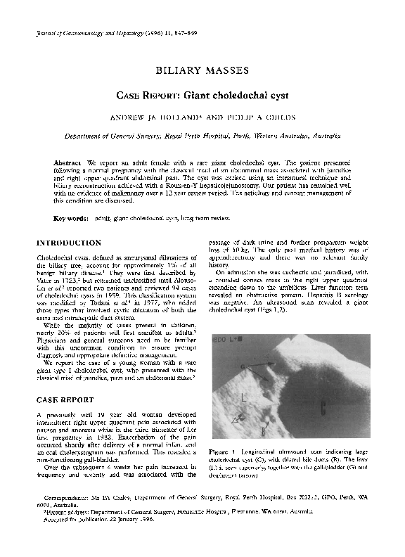 (PDF) Case Report: Giant choledochal cyst