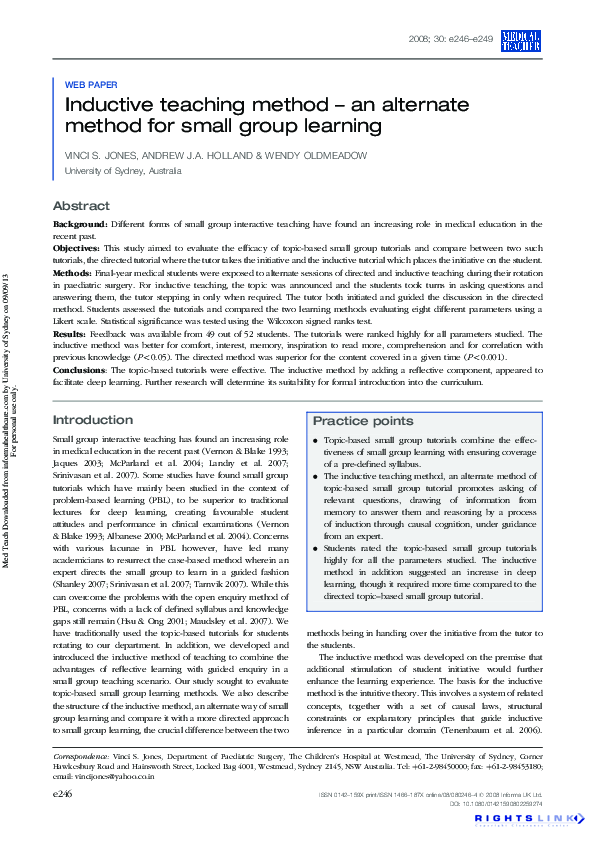 (PDF) Inductive teaching method–an alternate method for small group ...